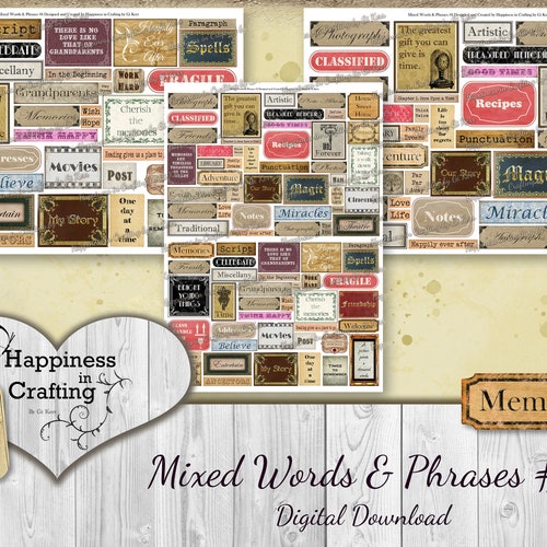 Mixed Words & Phrases 1 80 Pieces Instant Digital - Etsy