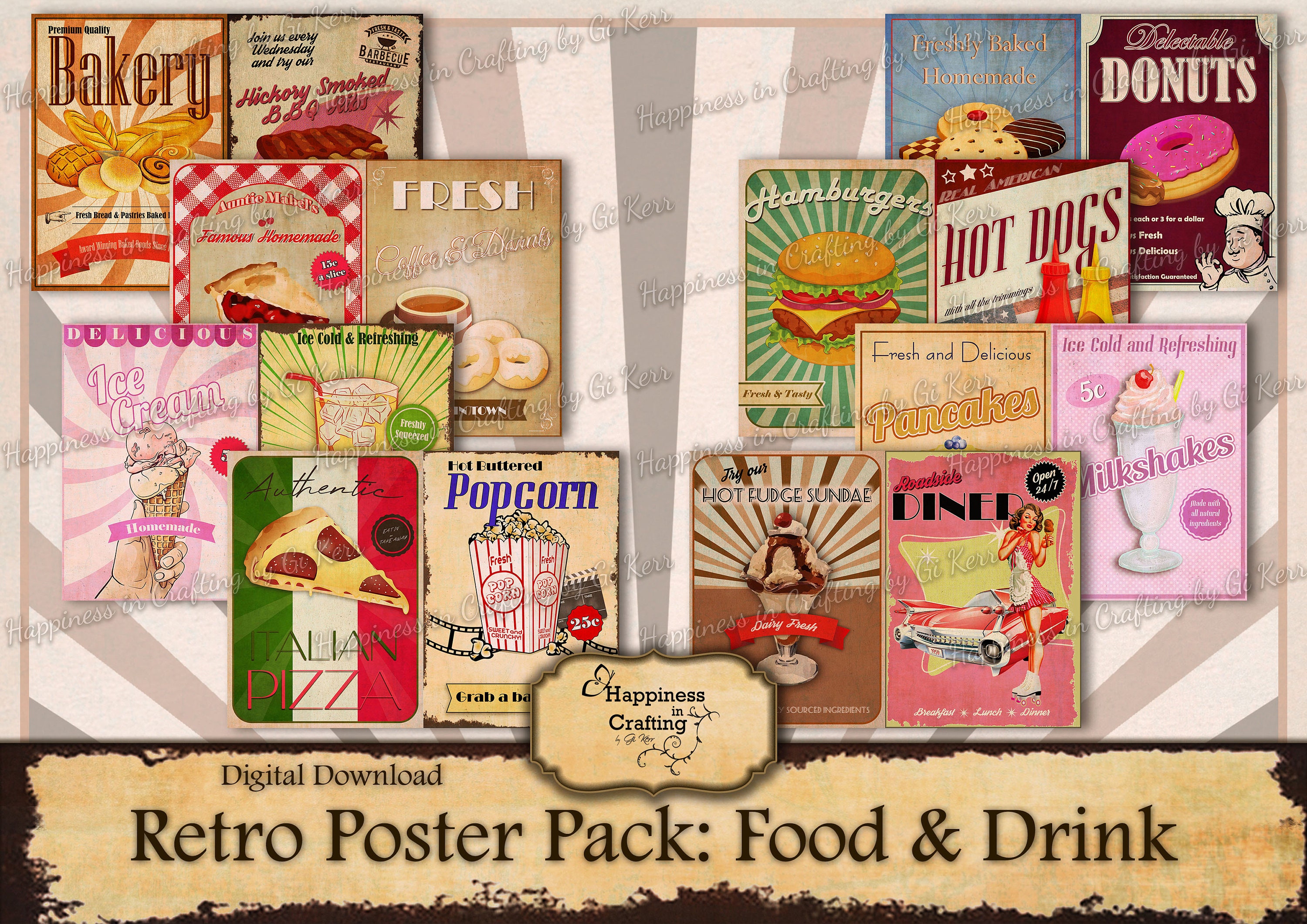 Retro Poster Pack: Food & Drink Instant Digital Download - Etsy