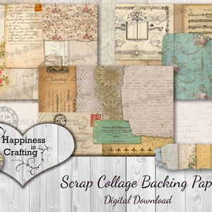 Scrap Collage Backing Papers - Instant Digital Download, Printable ...