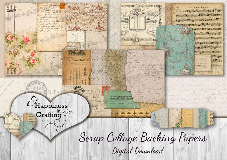 Scrap Collage Backing Papers - Instant Digital Download, Printable ...