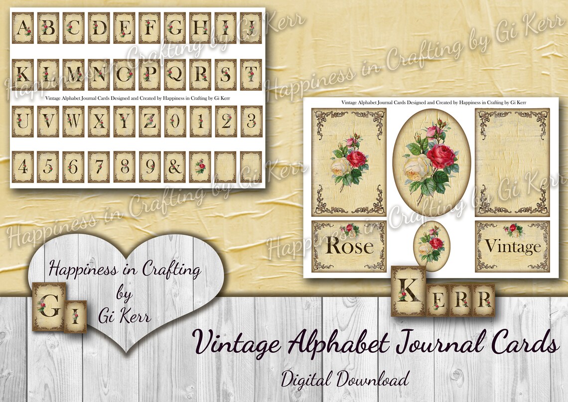 Vintage Alphabet Journal Cards Instant Download Printable | Etsy