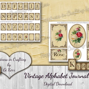 Vintage Alphabet Journal Cards - Instant Download, Printable, Digital ...