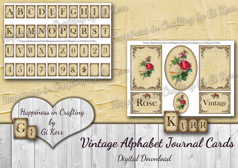 Vintage Alphabet Journal Cards Instant Download Printable | Etsy