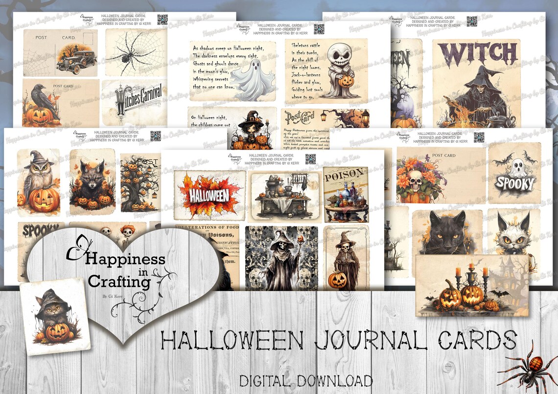 Halloween Journal Cards - Instant Digital Download, Printable, Digital ...