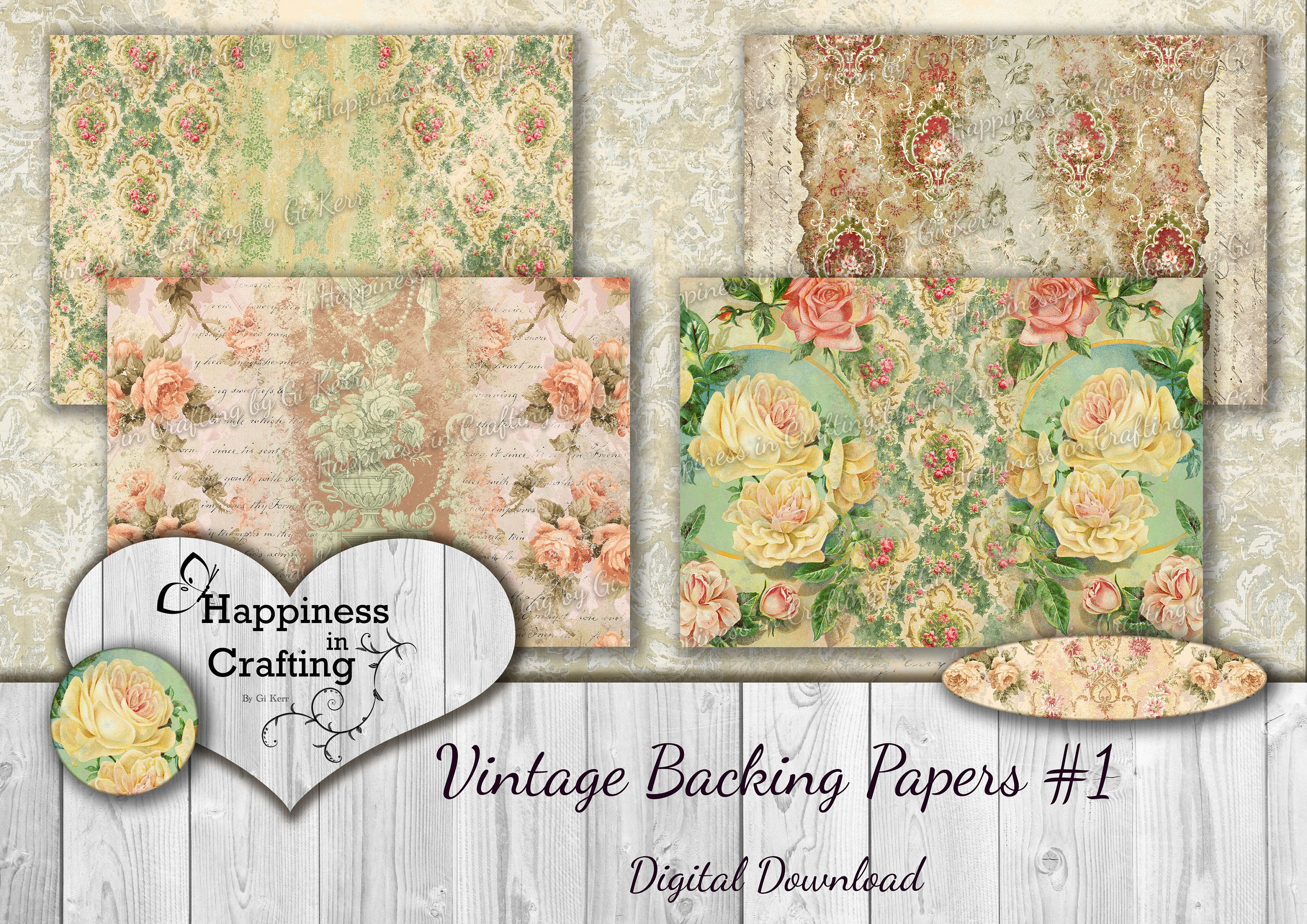 Vintage Backing Papers #1 - Instant Digital Download, Printable ...