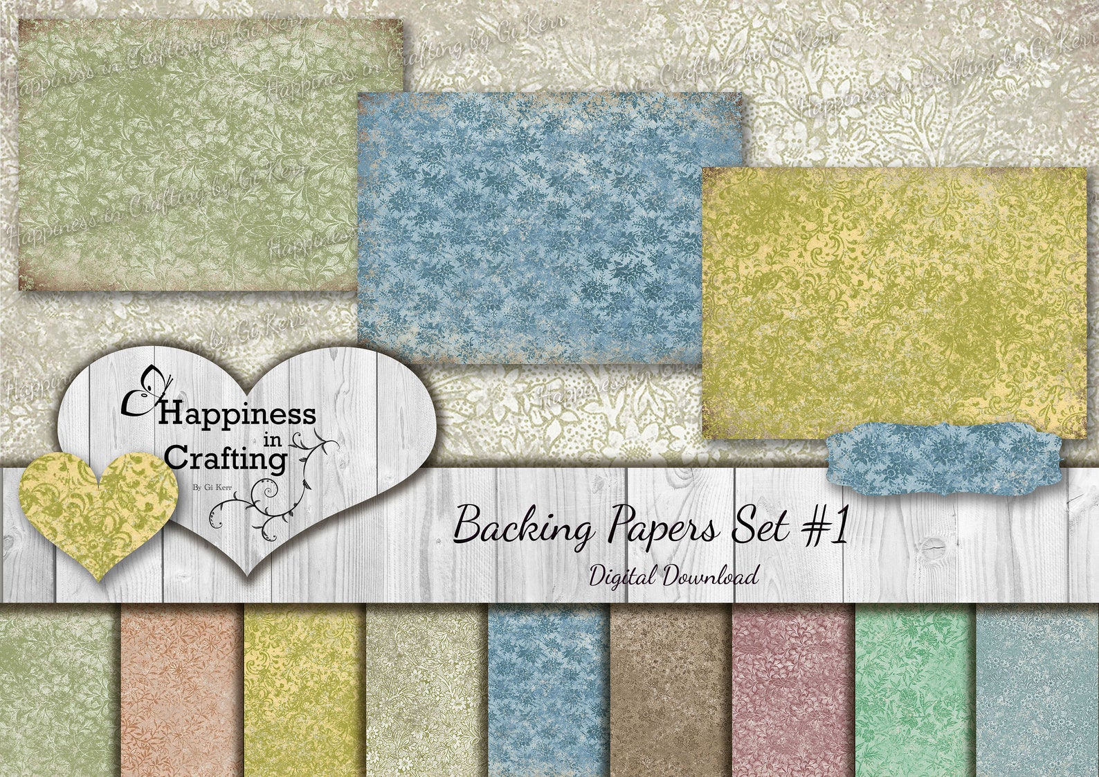 Backing Papers Set # 1 - Instant Digital Download, Printable, Digital ...