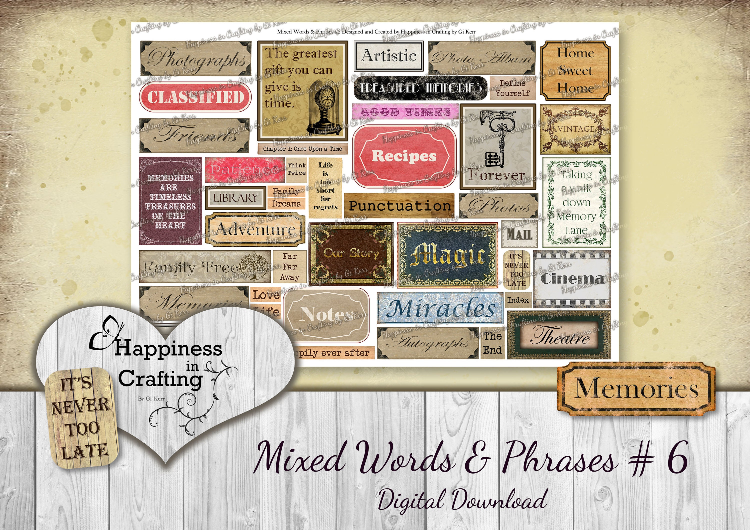 Mixed Words & Phrases 6 160 Pieces Instant Digital | Etsy