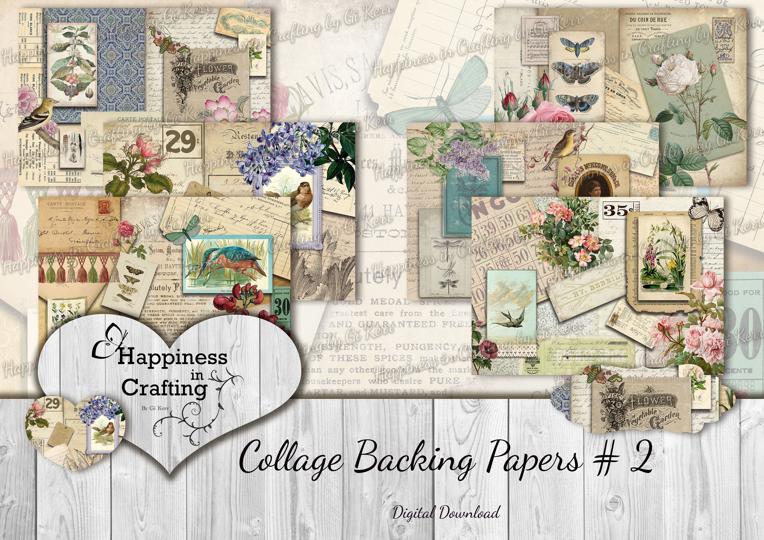 Collage Backing Papers # 2 - Instant Digital Download, Printable ...