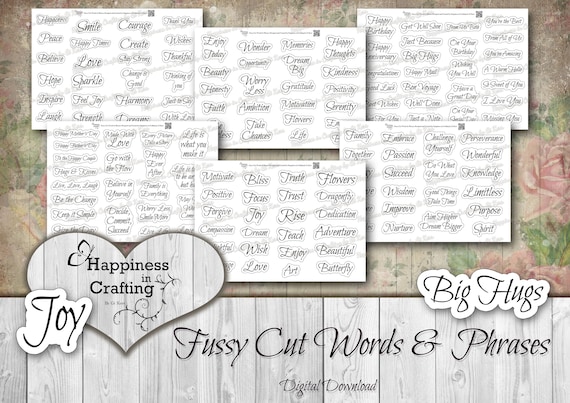 Fussy Cut Words & Phrases 138 Pieces Ink Saver Instant - Etsy