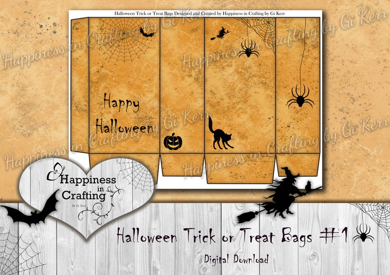 Halloween Trick or Treat Bags # 1 - Templates - Instant Digital ...