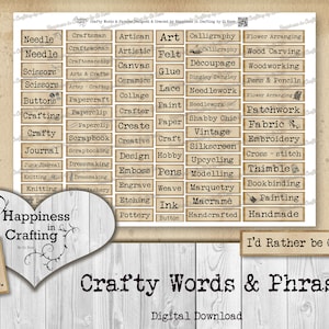 Crafty Words & Phrases - 135 Pieces - Instant Digital Download ...