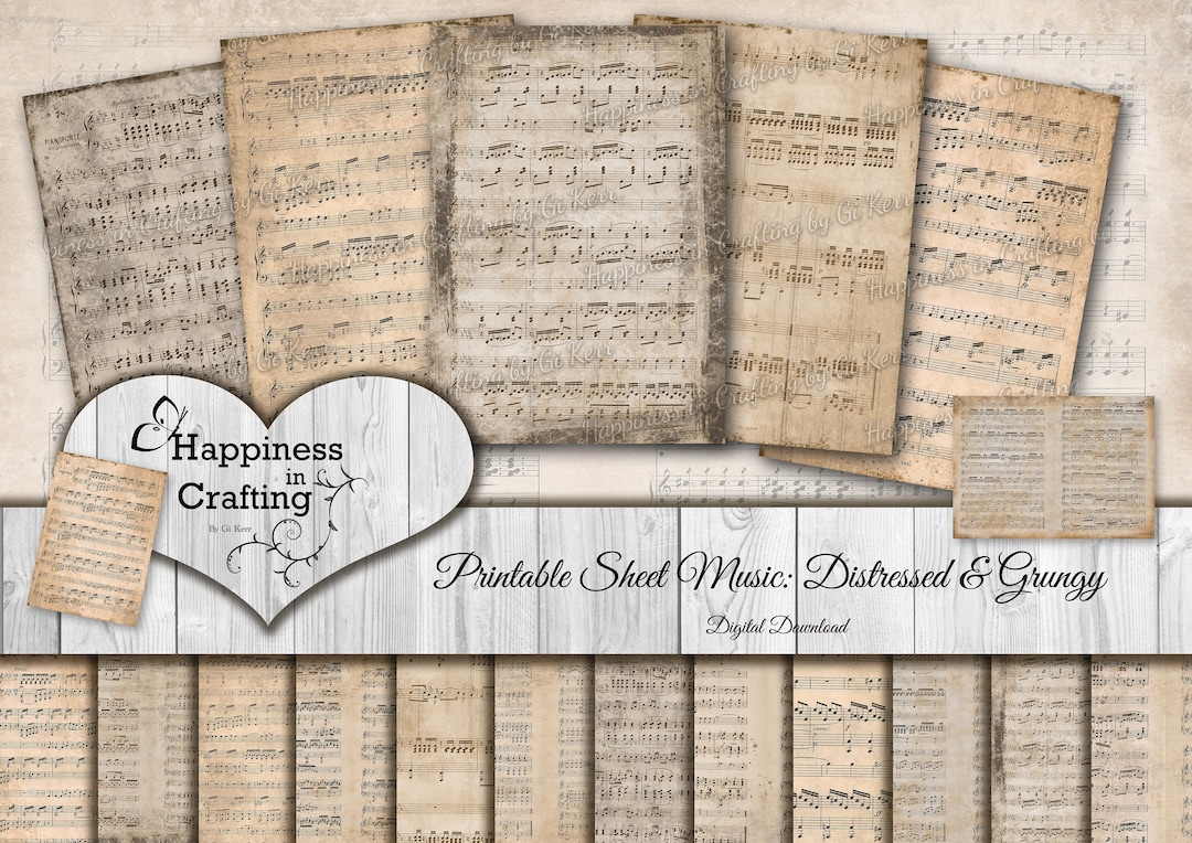 Printable Sheet Music: Distressed & Grungy - Instant Digital Download ...