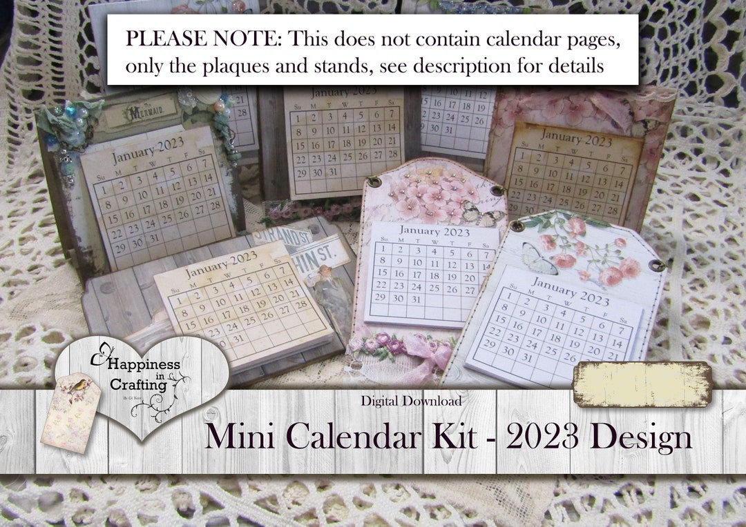 Mini Calendar Kit 2023 Design - Instant Digital Download, Printable ...