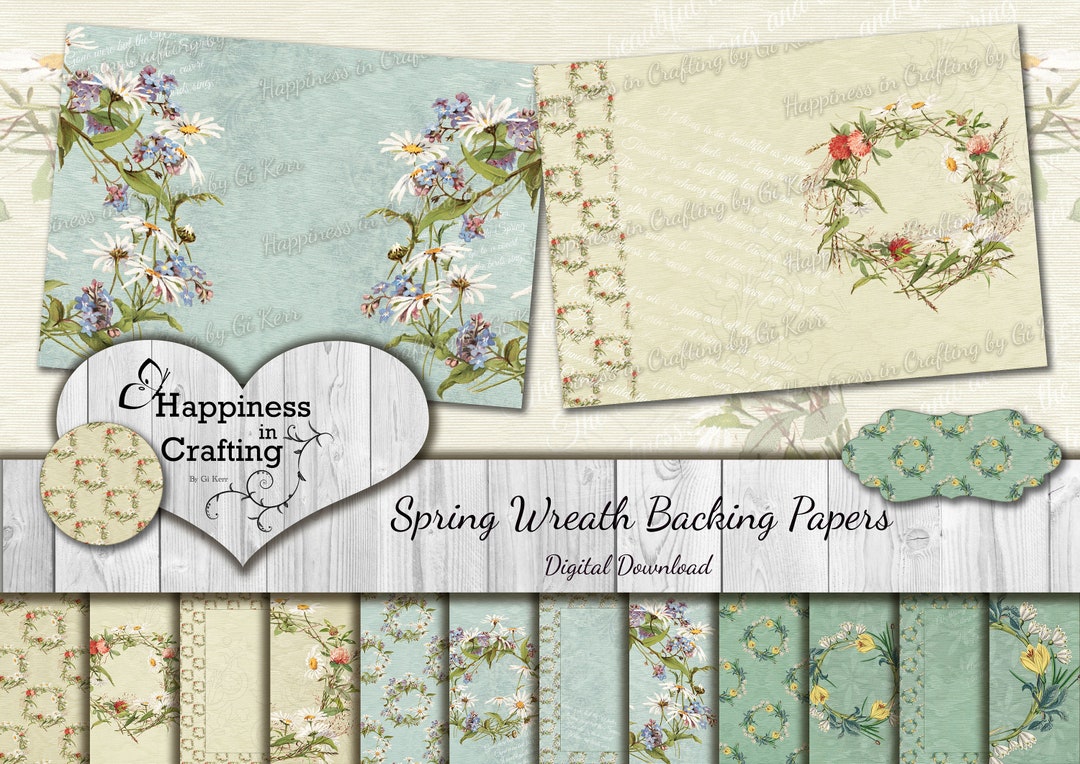 Spring Wreath Backing Papers - Instant Digital Download, Printable ...