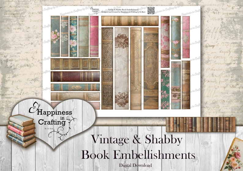 Vintage & Shabby Book Embellishments - Instant Digital Download ...