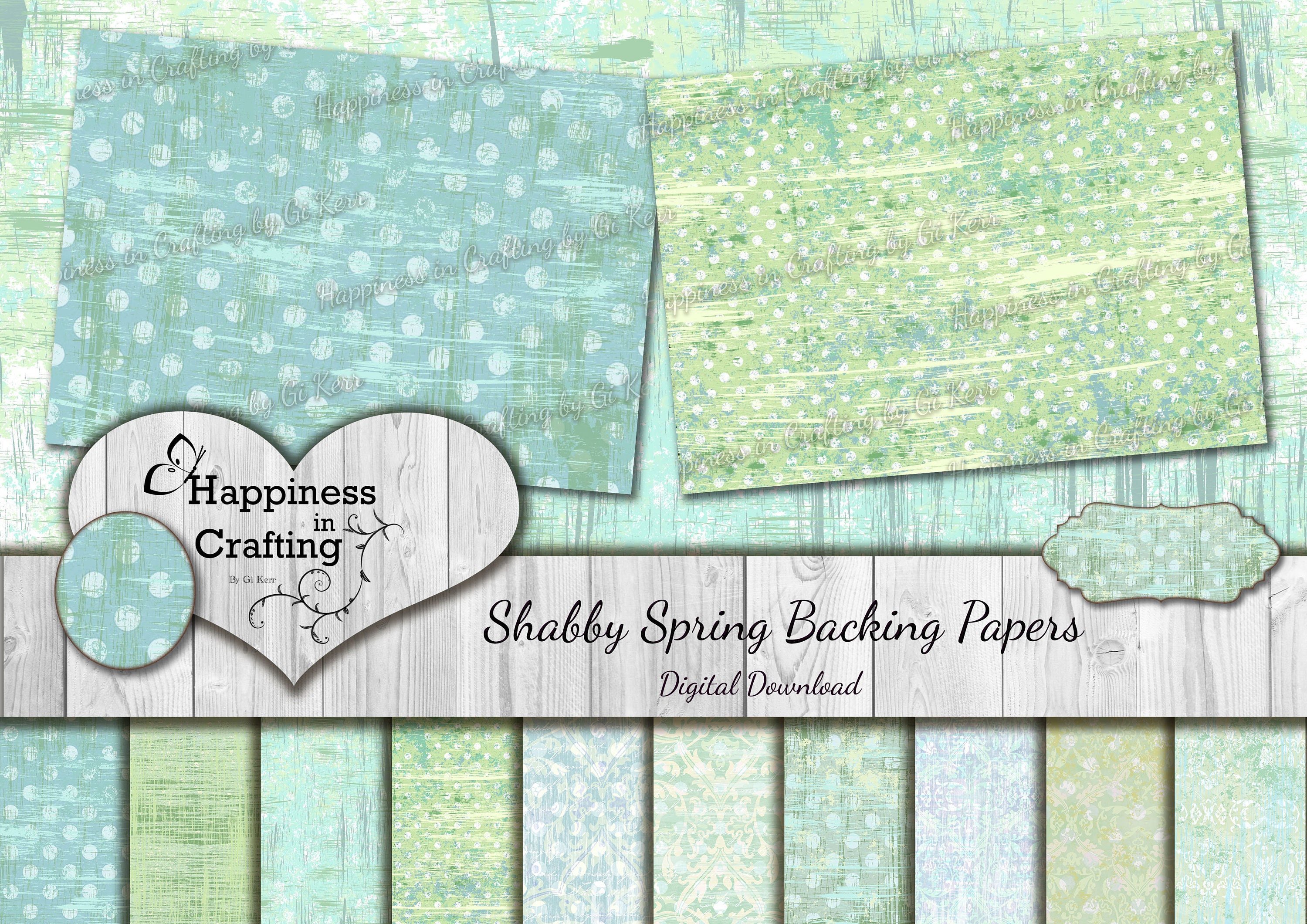 Shabby Spring Backing Papers Instant Download Printable | Etsy