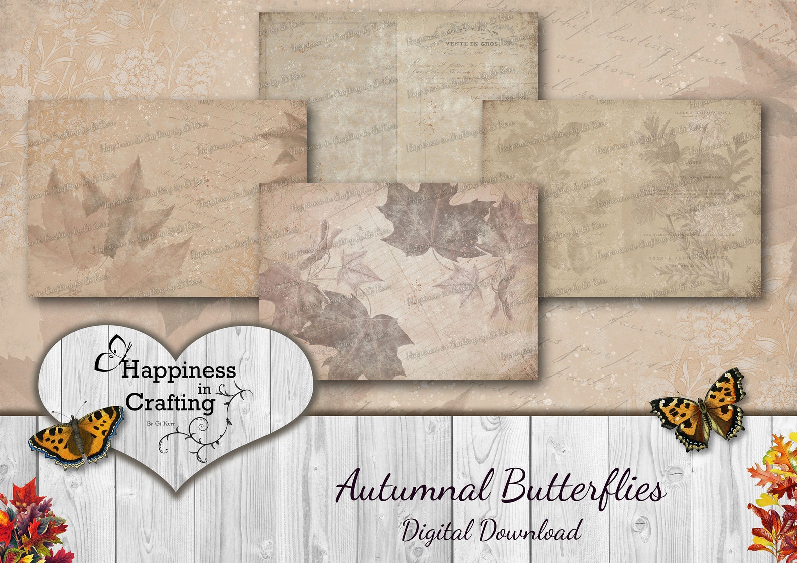 Autumnal Butterflies - Instant Digital Download, Printable, Digital Kit ...