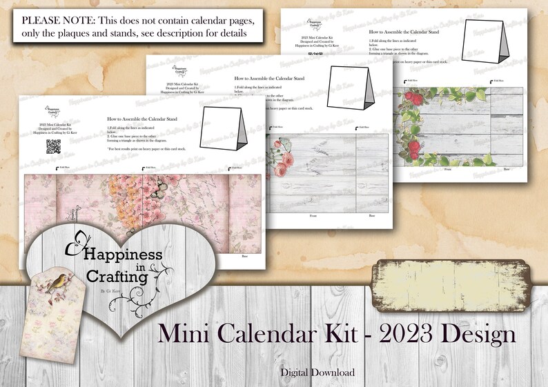 Mini Calendar Kit 2023 Design - Instant Digital Download, Printable ...