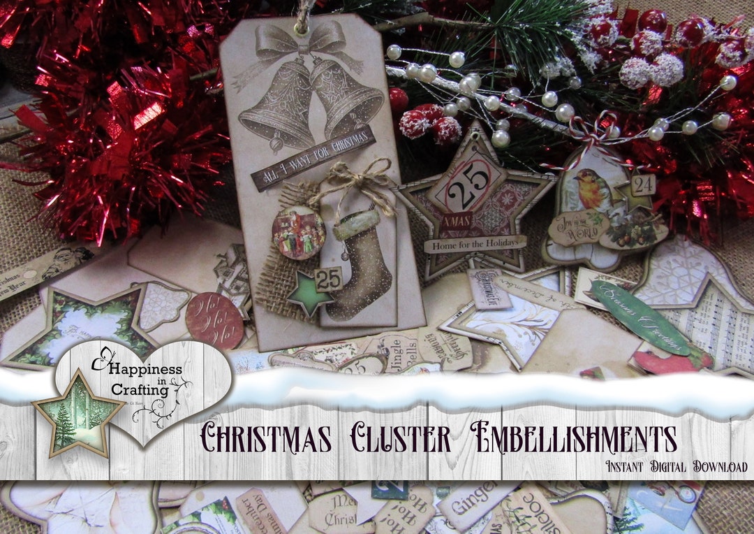Christmas Cluster Embellishments - Instant Digital Download, Printable ...