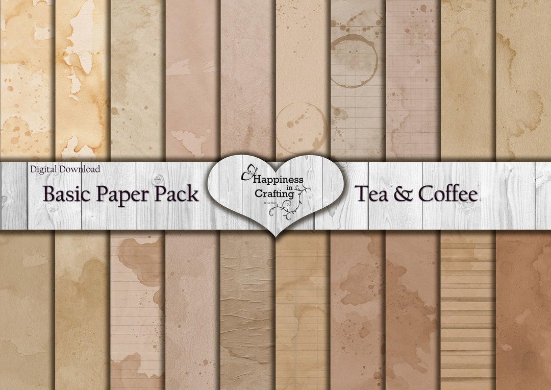 Basic Paper Pack: Tea & Coffee - 20 Pages - Instant Digital Download ...