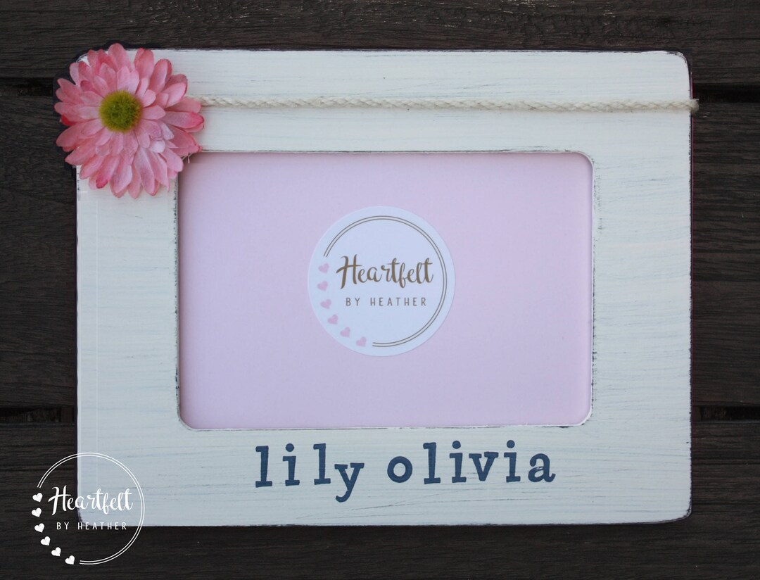 Personalized Baby Girl Picture Frame – Hand-painted, Vanilla White ...