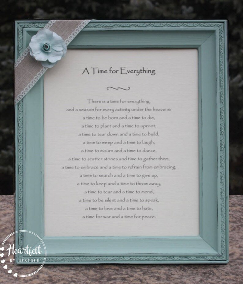 Ecclesiastes 3 Framed Poetry Art Religious Gifts Custom - Etsy