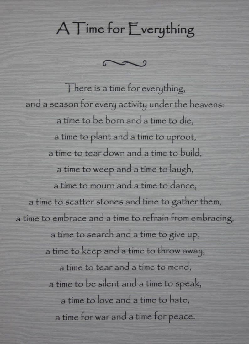 To Everything There is a Season Framed Poem Ecclesiastes 3 | Etsy