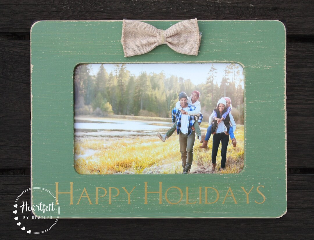 Rustic Holiday Picture Frame, Hand-painted, Personalized Christmas Gift ...