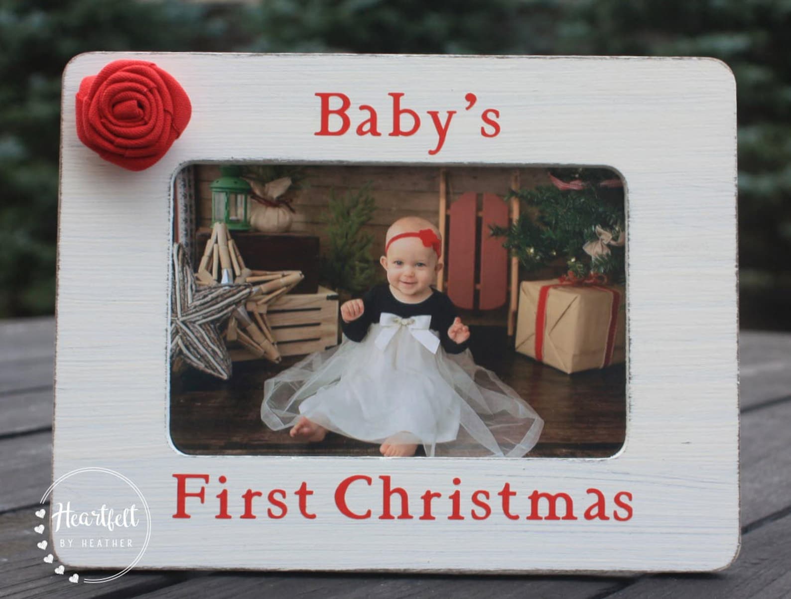 Custom Babys First Christmas Frame - Rustic Picture Frame - Christmas ...