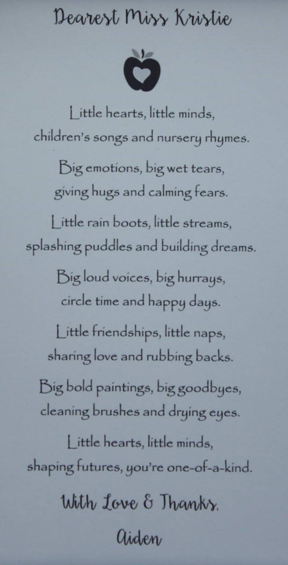 Personalized Poem (10-15 Lines) - Custom Poem Print for Mothers Day ...