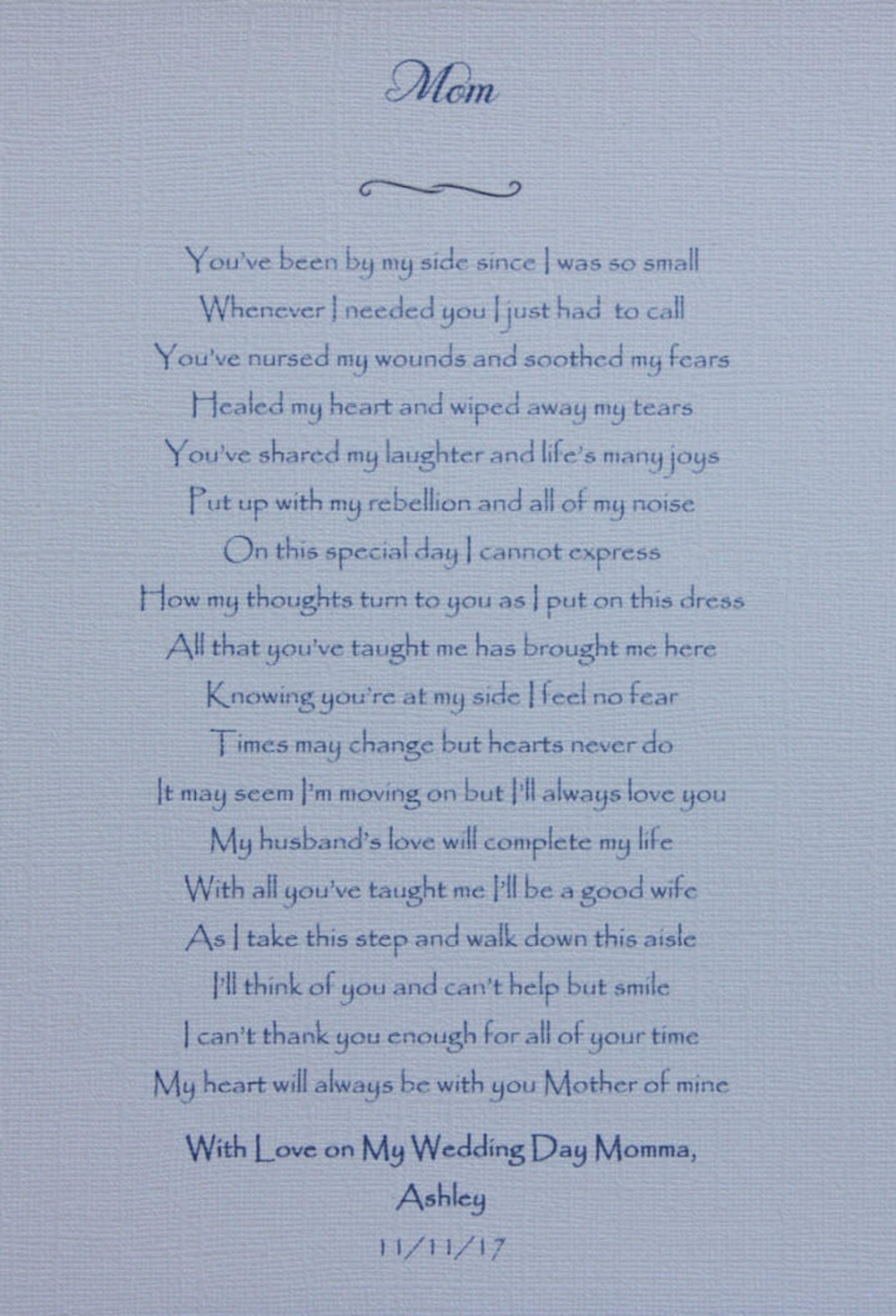 Personalized Wedding Poem for Mom – Framed Mother of the Bride Gift - Etsy