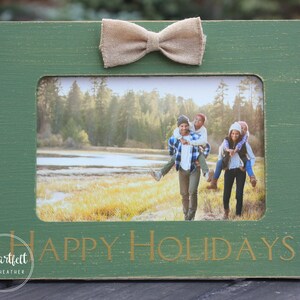 Rustic Holiday Picture Frame, Hand-painted, Personalized Christmas Gift ...