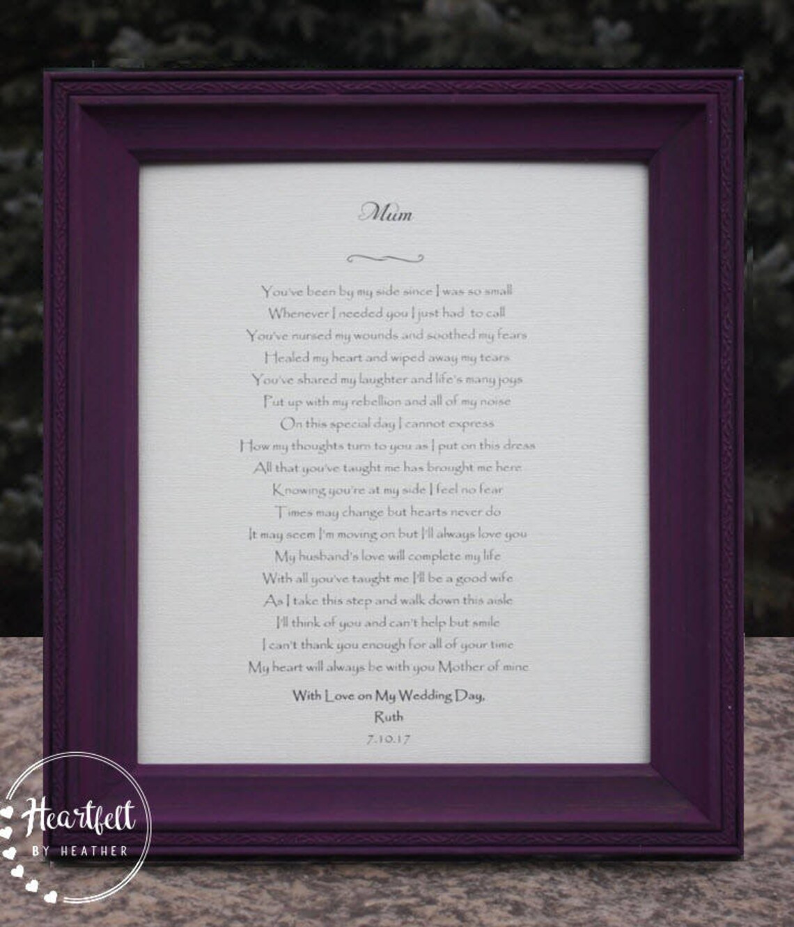 Wedding Poem for Mom Unique Gift for Mother of the Bride | Etsy