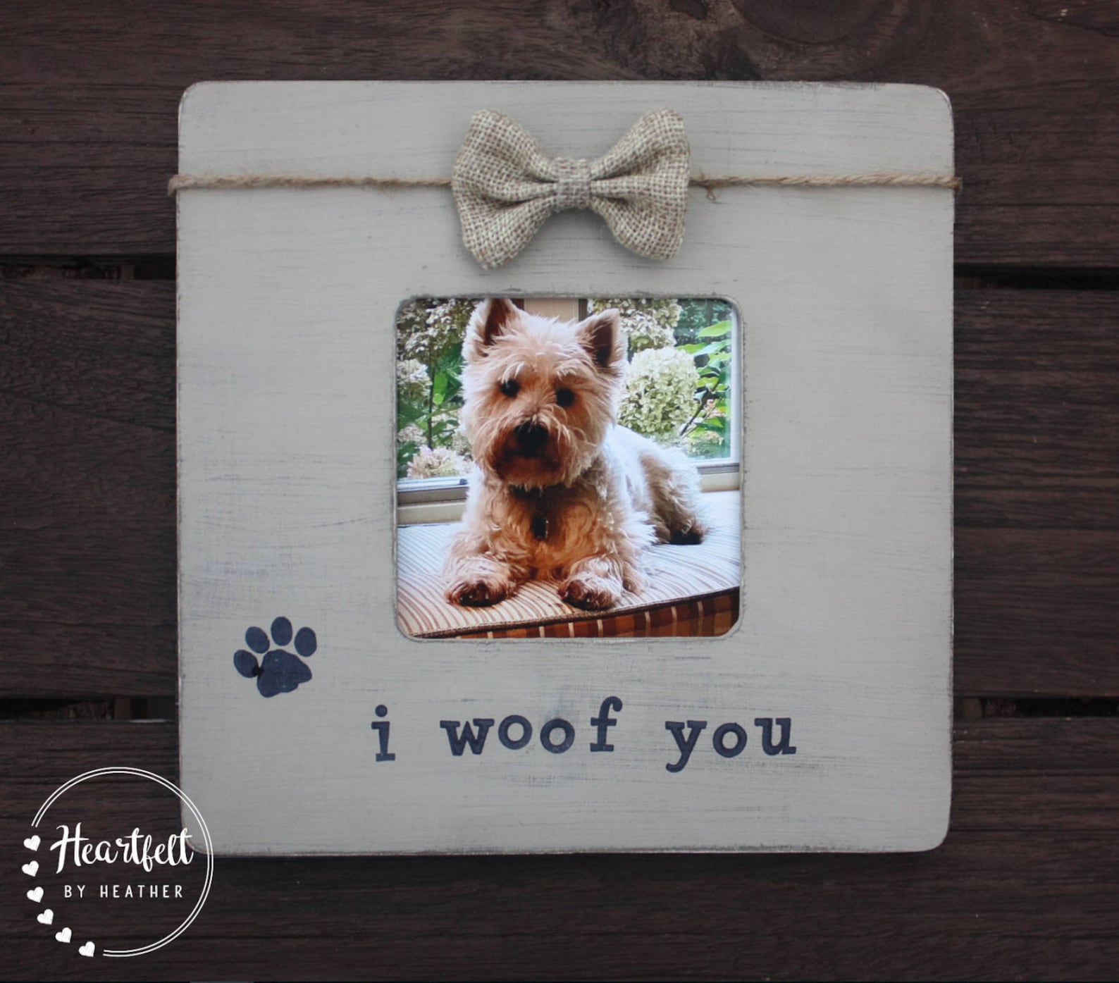 Custom I Woof You Wood Picture Frame Pet Memorial Frame Dog Lover Gift ...