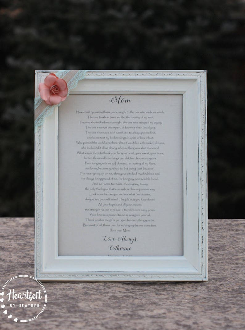 Mother of the Bride Poem - Bride Gift to Mom - Personalized Poem for ...