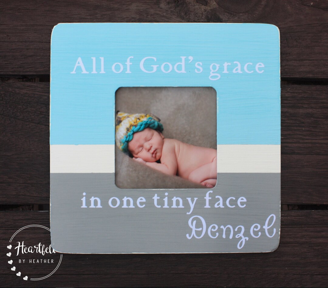 Custom All of Gods Grace in One Tiny Face Baby Boy Picture Frame ...