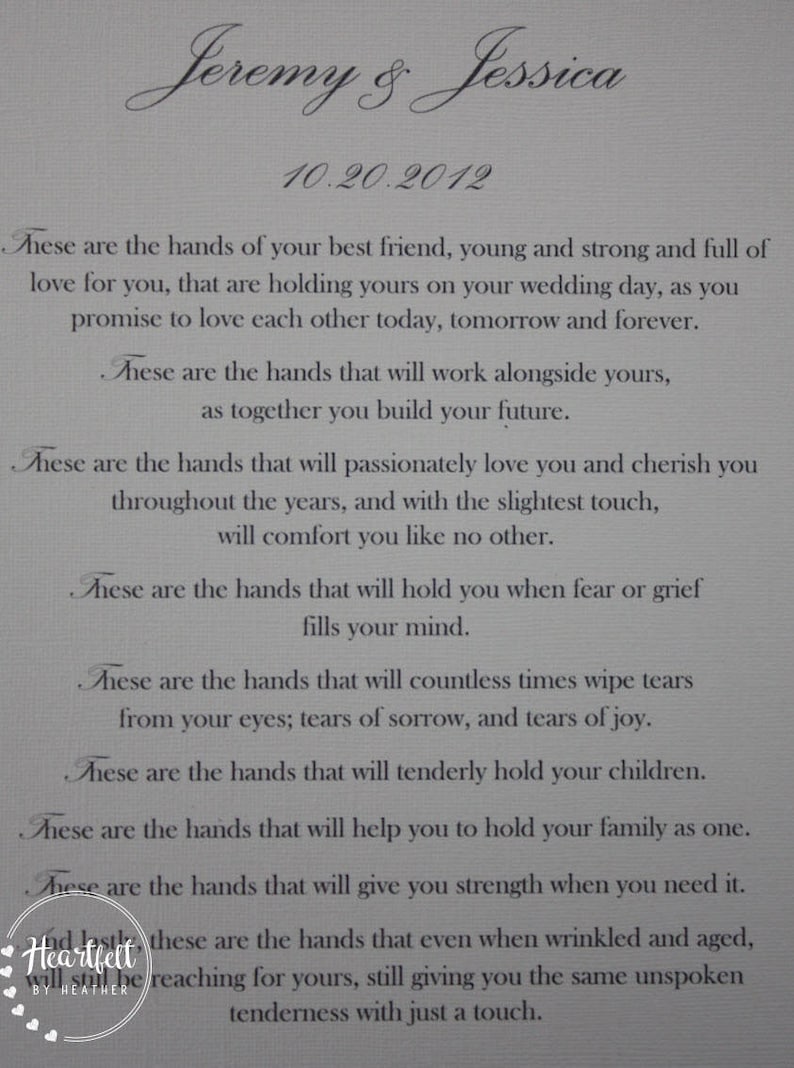 Marriage Blessing Poem Personalized Wedding Blessing Bride | Etsy