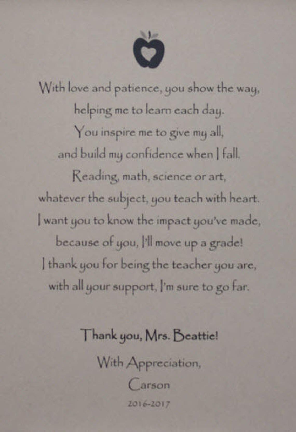 Personalized Teacher Thank You Gift Teacher Appreciation Gift End of ...