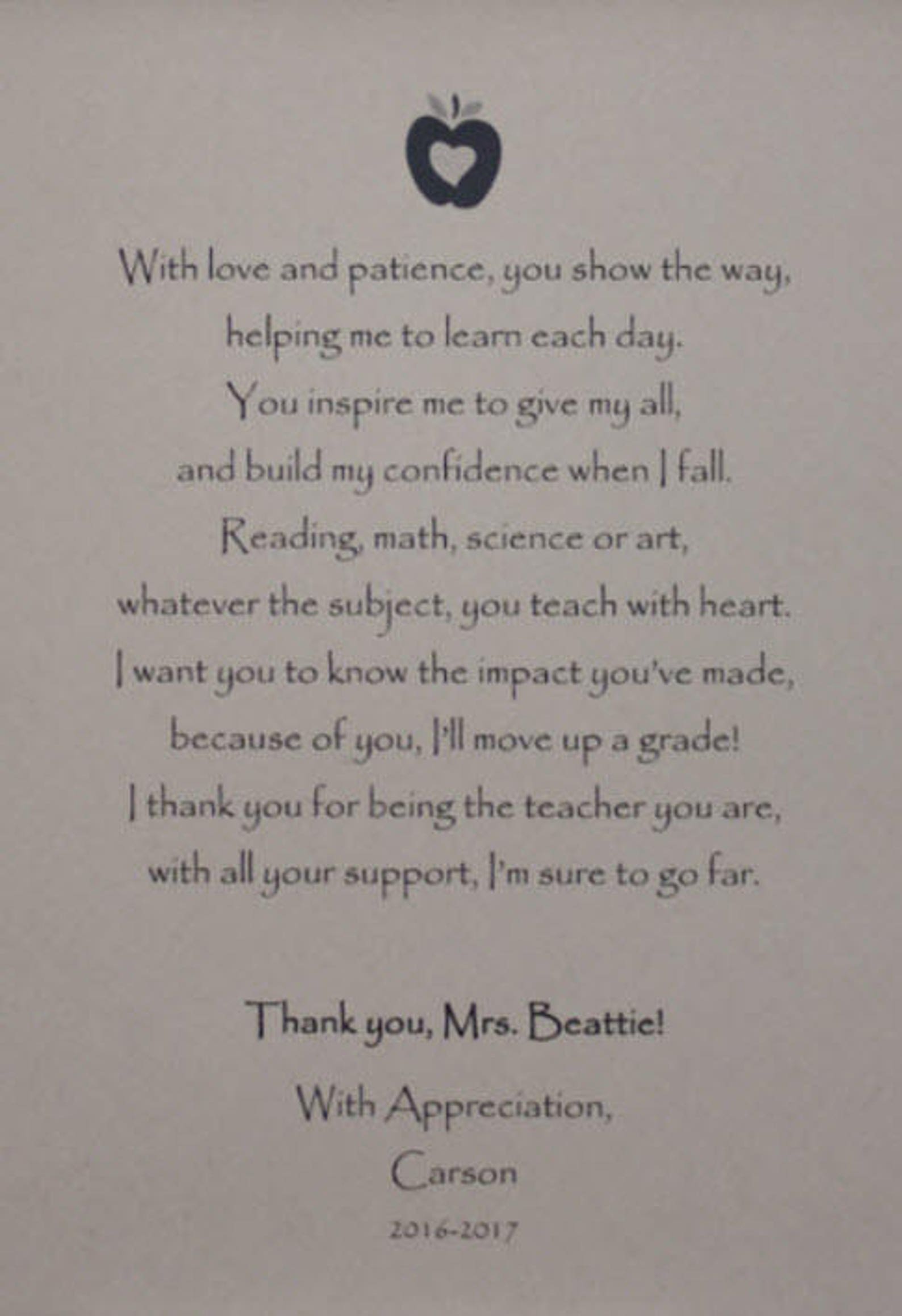 Personalized Teacher Thank You Gift Teacher Appreciation Gift End of ...