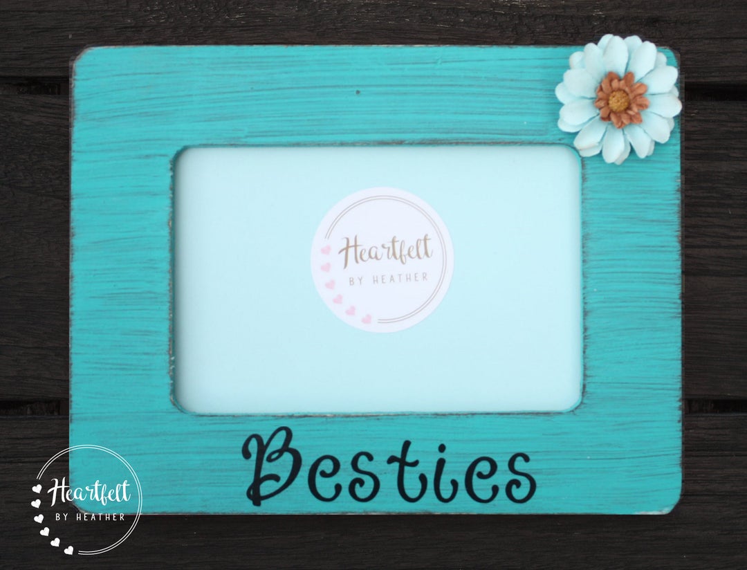 Besties Picture Frame - Best Friends Gifts - Wood Frame With Flower ...