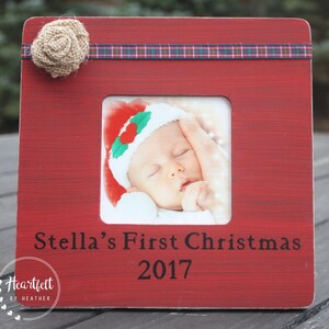 Personalized Baby's First Christmas Picture Frame, Rustic Holiday Decor ...