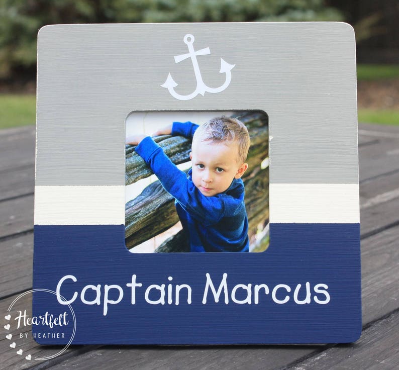Personalized Boat Captain Wood Picture Frame - Nautical Nursery Decor ...
