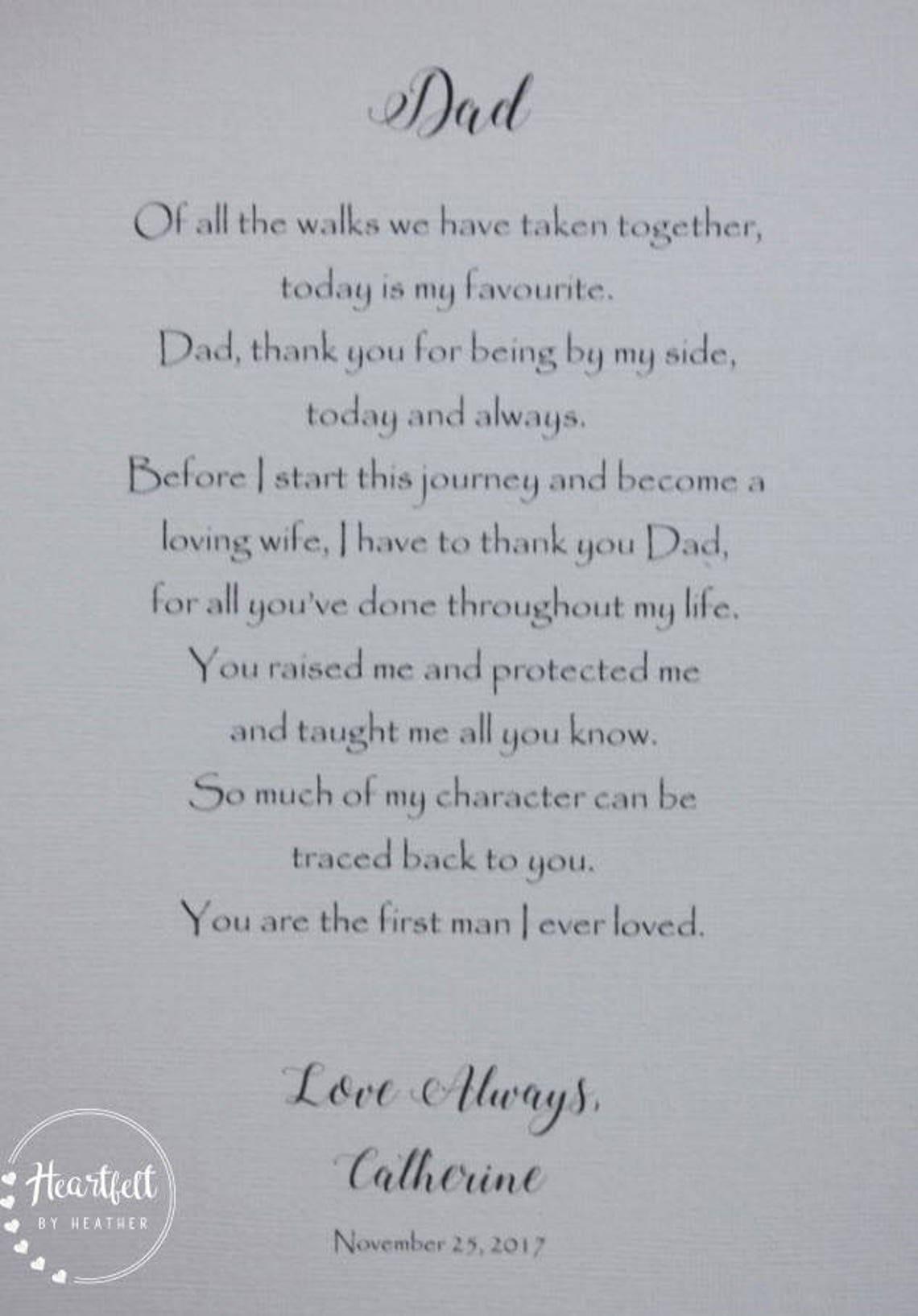 Personalized Father of the Bride Poem – Distressed Wedding Gift Frame ...