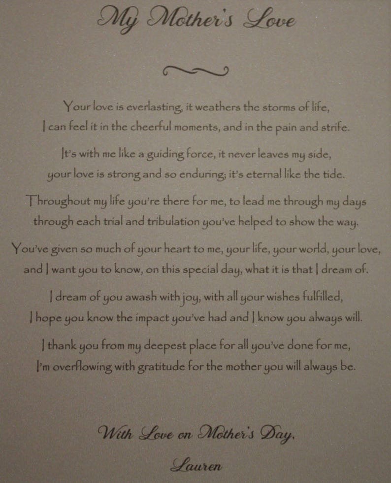 Poem for Mom Unique Gift for Mother's Day Distressed | Etsy