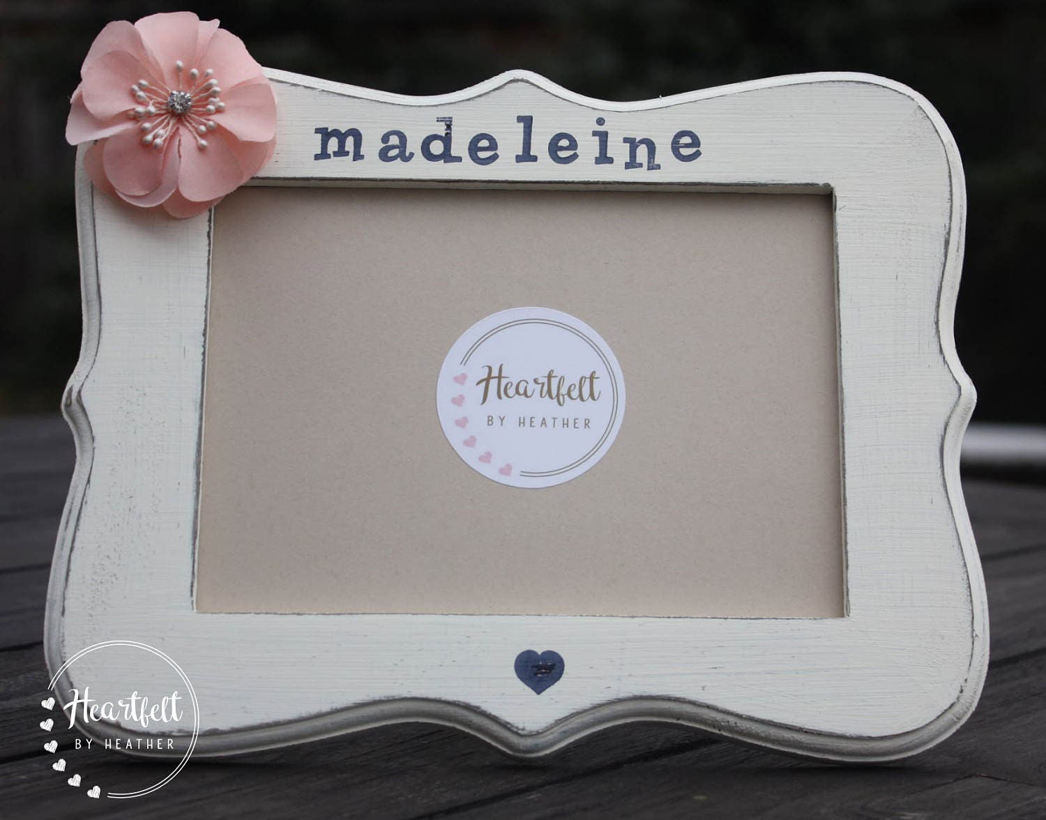Personalized Baby Girl Picture Frame, Distressed Scalloped Edge, 5x7 ...