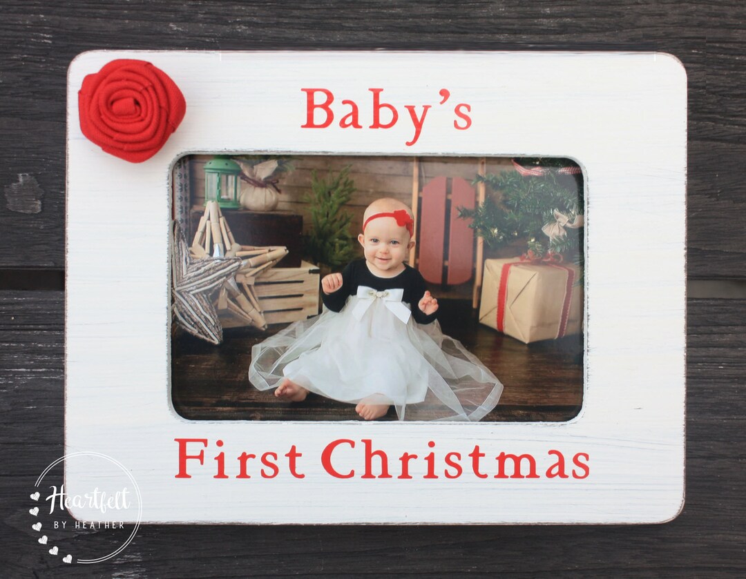 Custom Babys First Christmas Frame - Rustic Picture Frame - Christmas ...