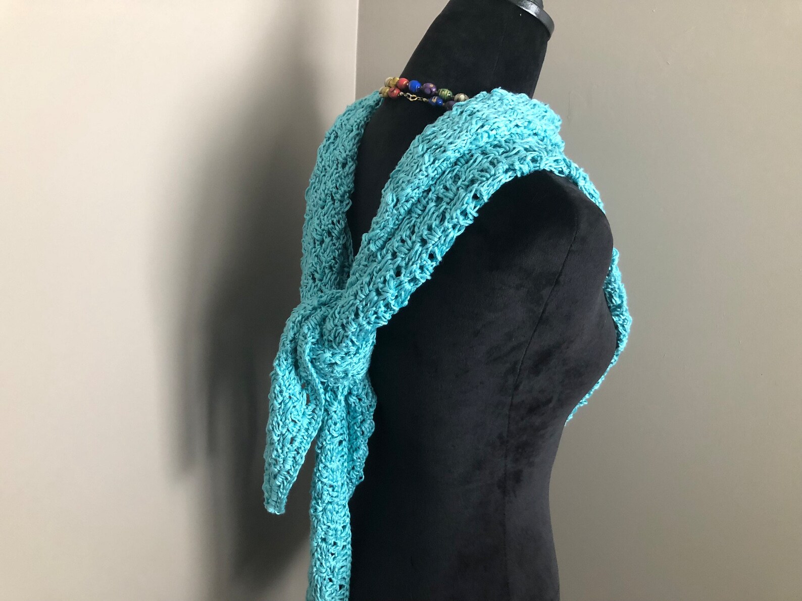 Turquoise Triangle Shawl Crochet Mini Shawl Silky Turquoise - Etsy