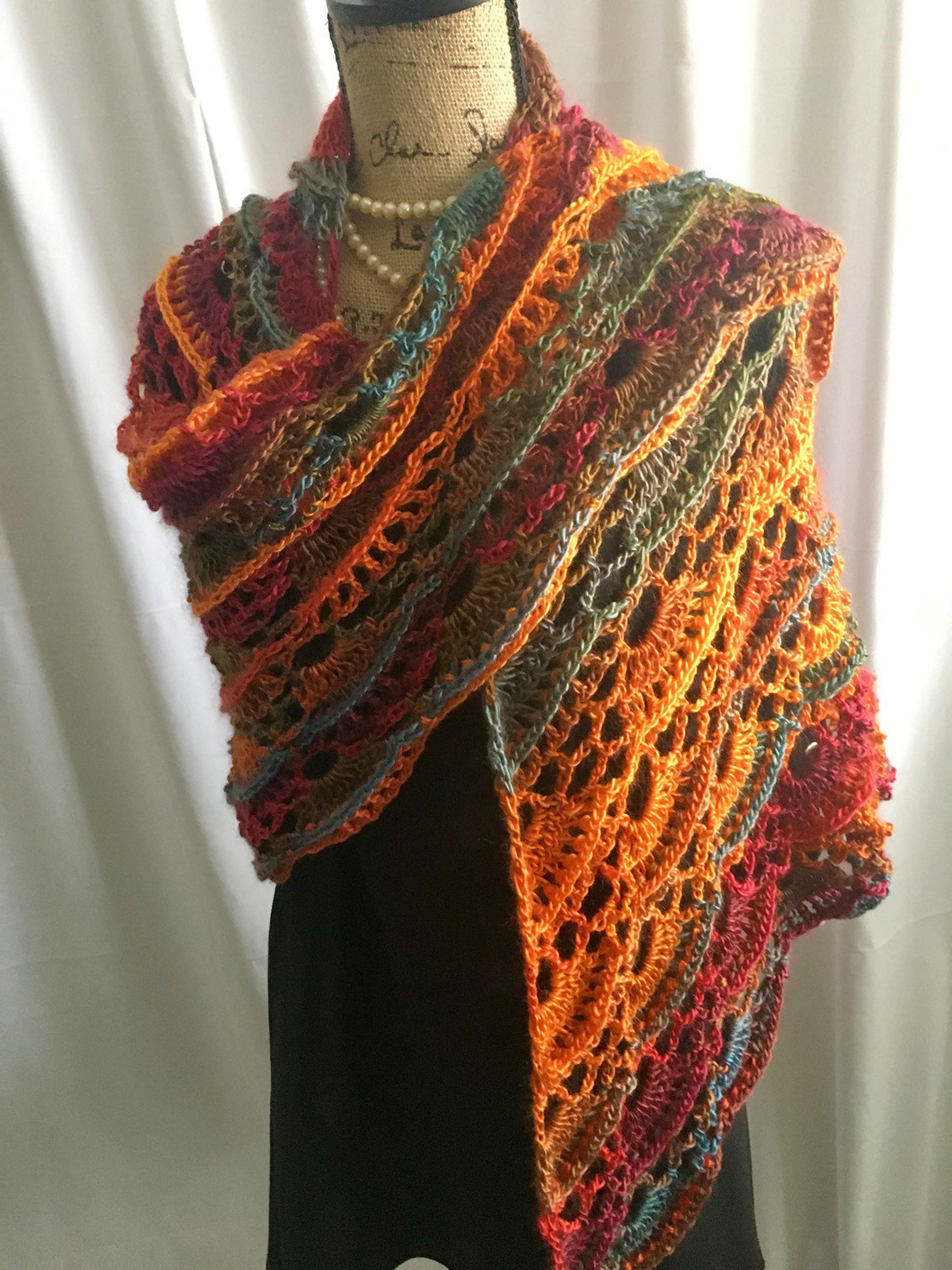 Multi Color Crocheted Shawl Crocheted Virus Shawl All Season | Etsy