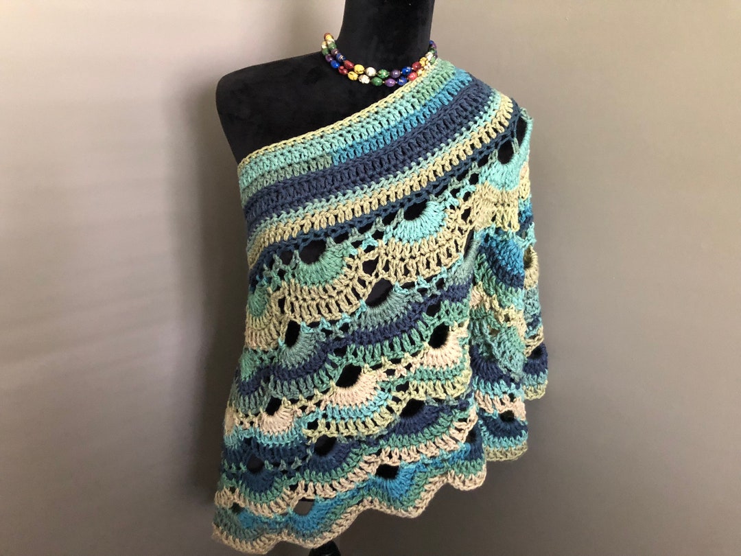 Multi Color Crochet Virus Poncho off the Shoulder Poncho - Etsy