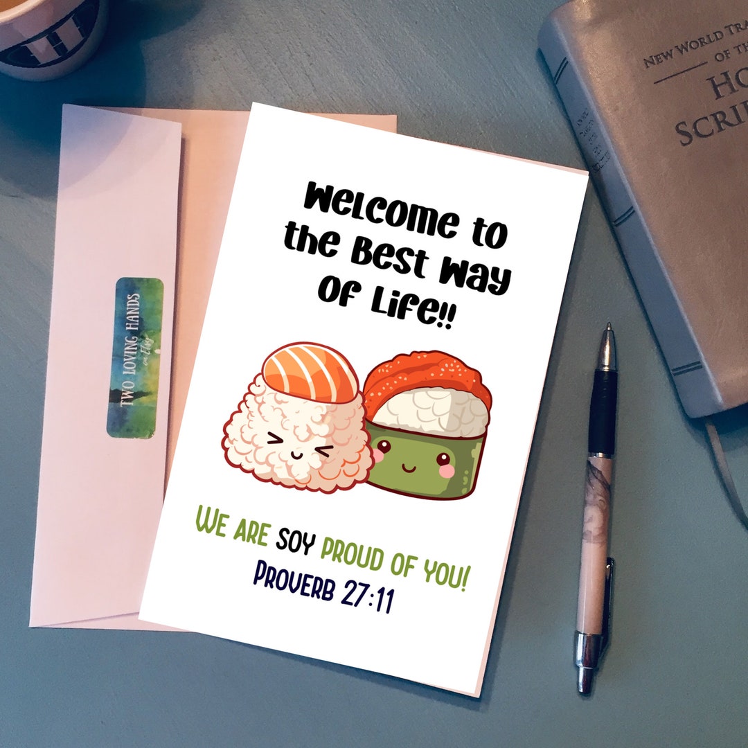 Proverb 27:11 Baptism Card, Sushi Pun Card, Instant Digital Print, Jw ...